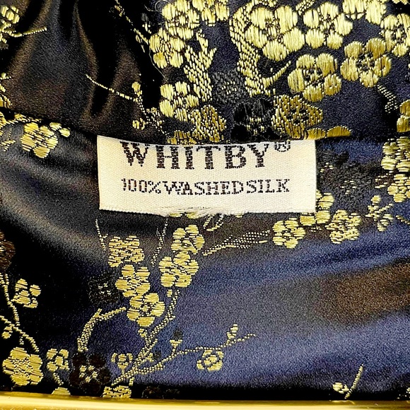 Whitby | Dresses | Vintage Whitby Black Silk Satin Metallic Gold Cherry ...